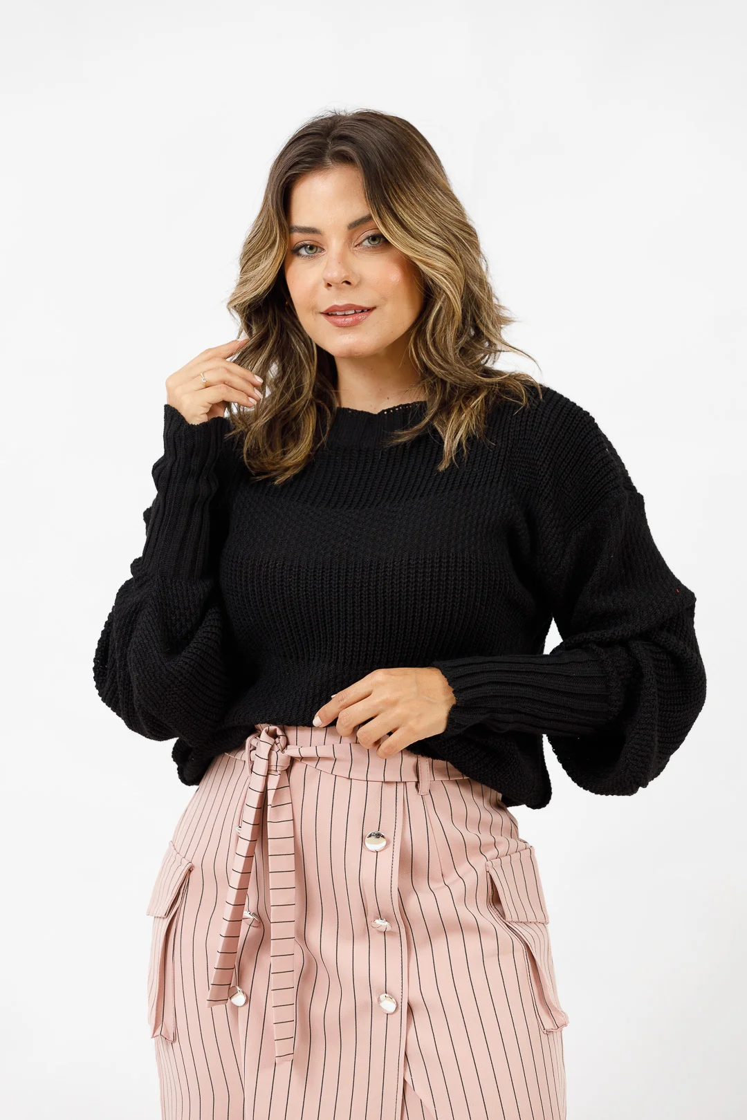 Blusa de Tricot Kelly - Preto | Loja Mana Banana